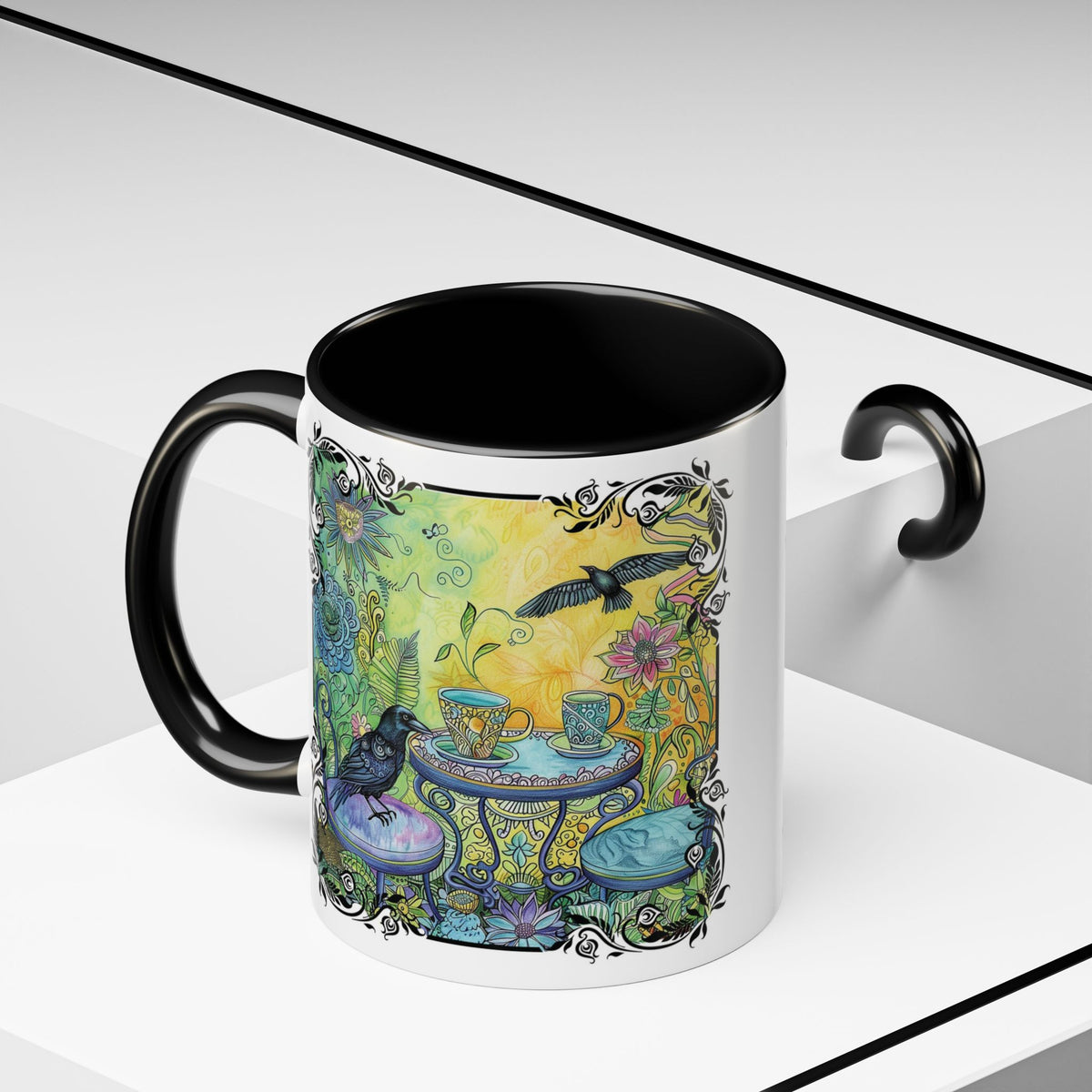 New! Raven and Crow Zentangle Accent Mug – Verde Birdie