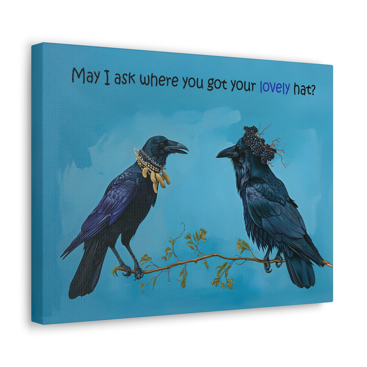 Crow and Raven Peanut Necklace and Blackberry Hat, Funny Bird Wall Art ...