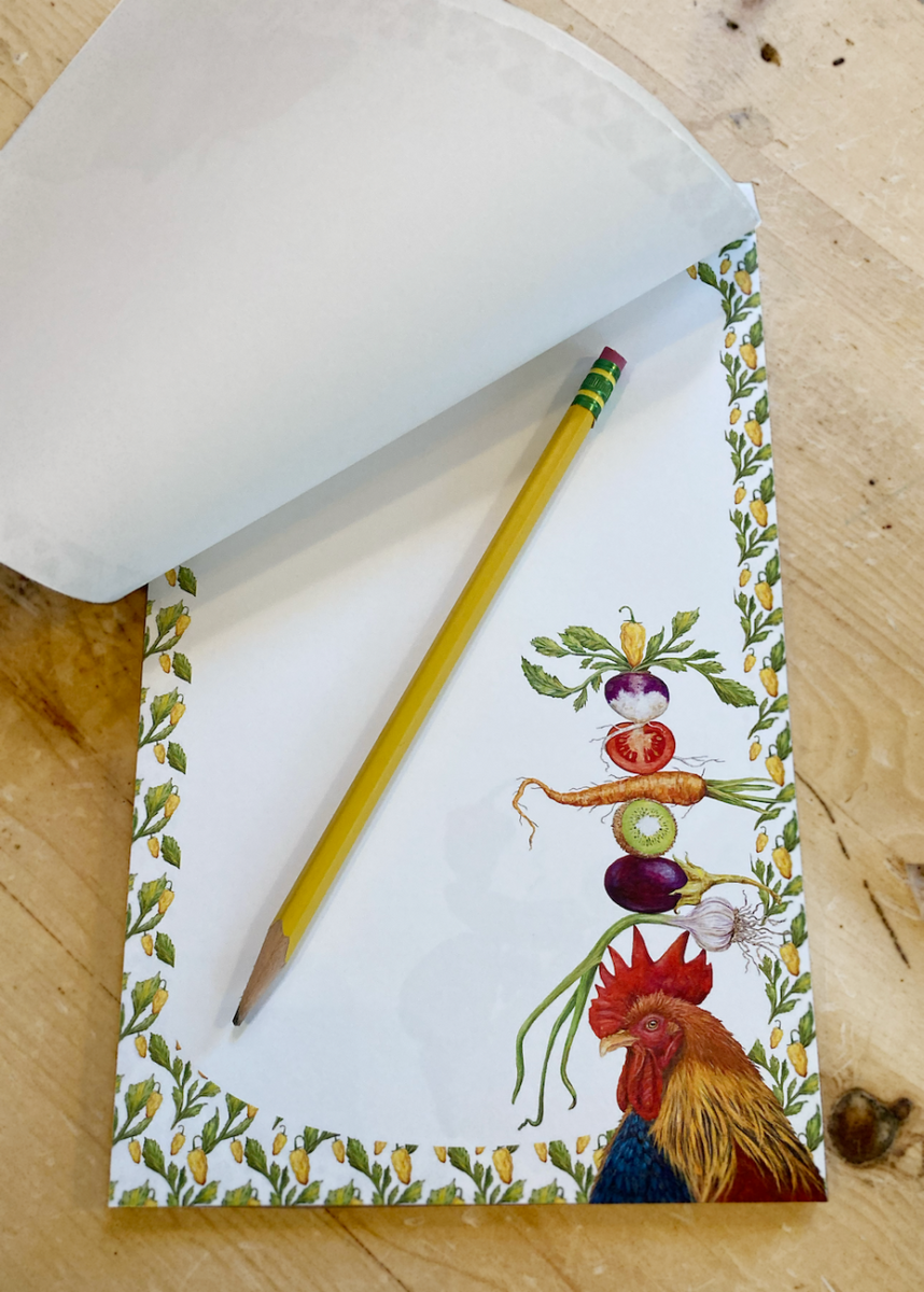 Vicki Sawyer's 3-in-1 Garden Notepad with a Rooster, Pig and Chickadee ...